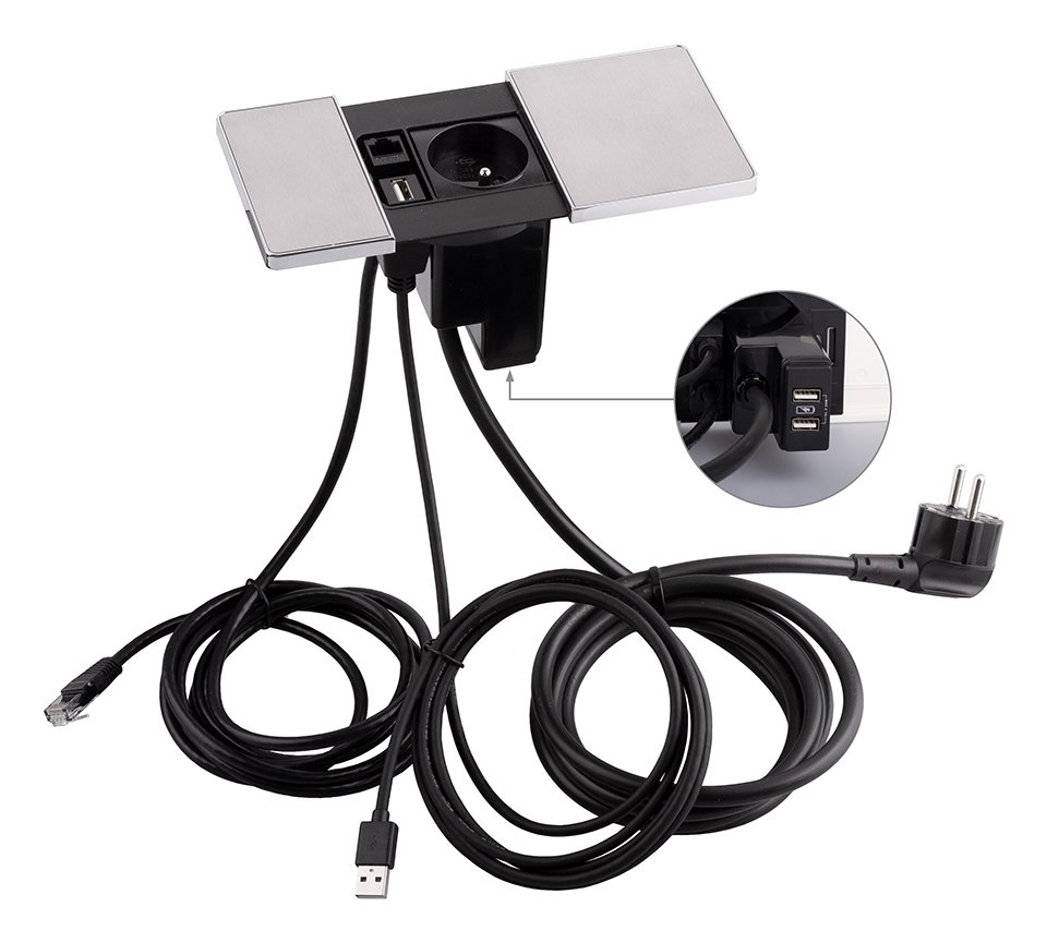 VersaLogic Elektro zásuvka VersaPAD 230V, RJ45, USB nerez | Elektro zásuvky Bachmann a ...