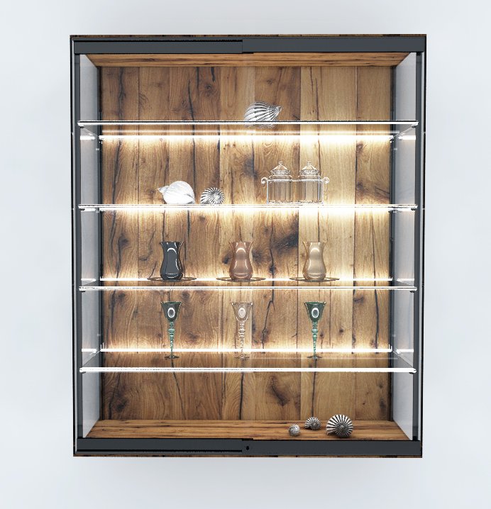 Virtus - sada na posuvná skla do vitrín s možností uzamčení 1 m černá ...