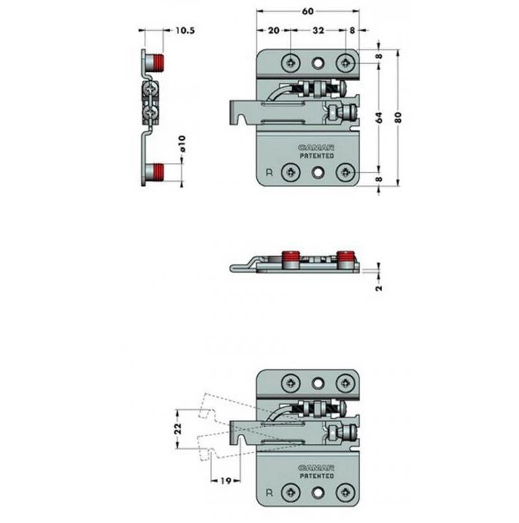 Rektifikační závěs CAMAR 807 RV pravý k zafrézování | Závěsy ...
