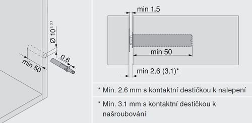 BLUM 956.1004 píst TIP-ON délka 50mm bílý | Nábytkové kování Blum ...